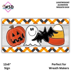 Jack O Lantern Ghost Bat Candy Corn Halloween Wreath Sign for Front ...