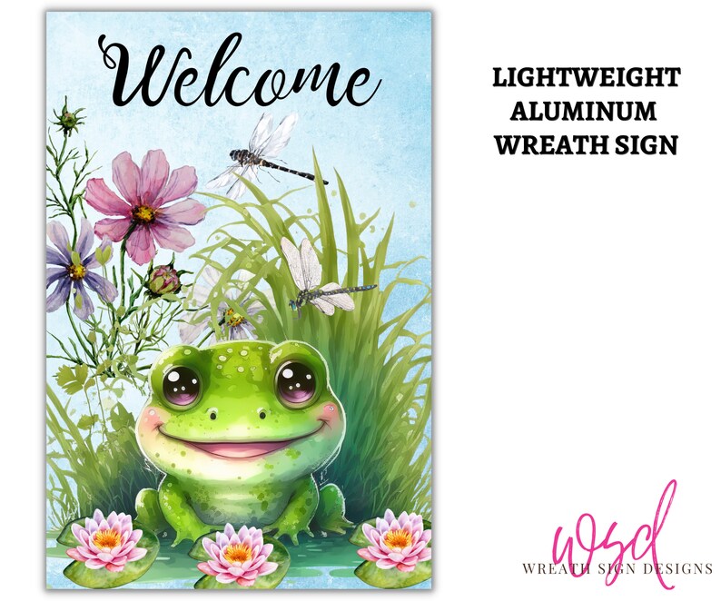 Welcome Frog and Dragonflies Wreath Sign for Front Door - Etsy