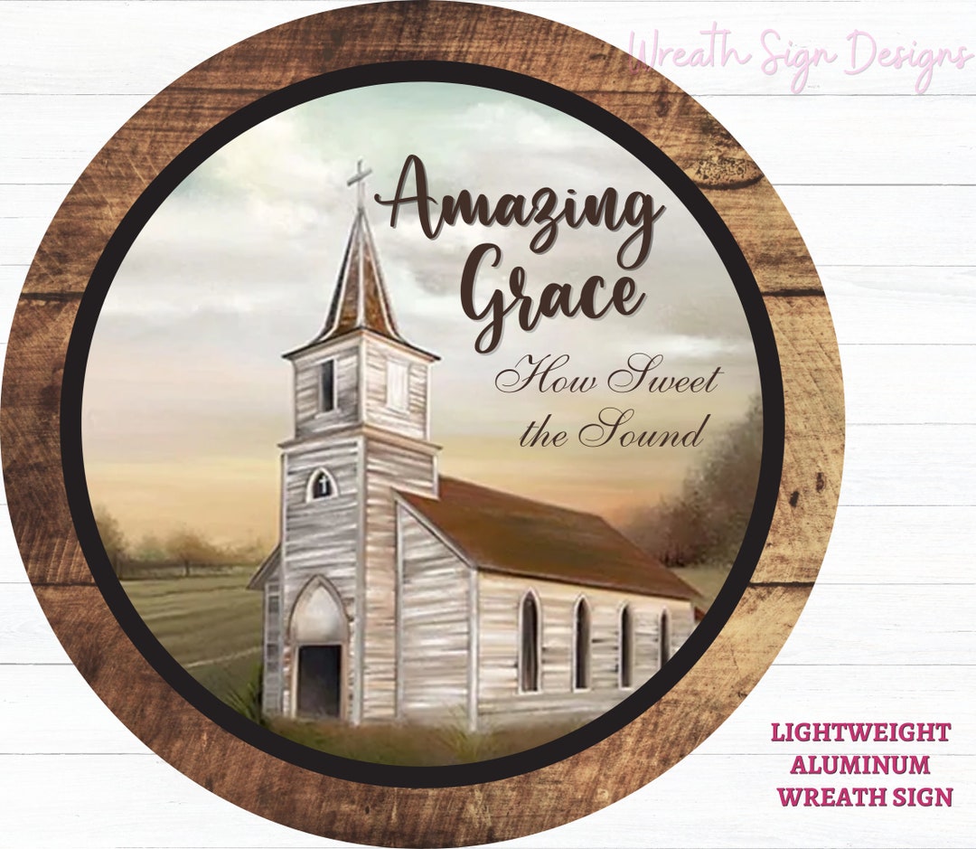 Amazing Grace Rustic Country Church Faith Based Cross Christian Wreath ...