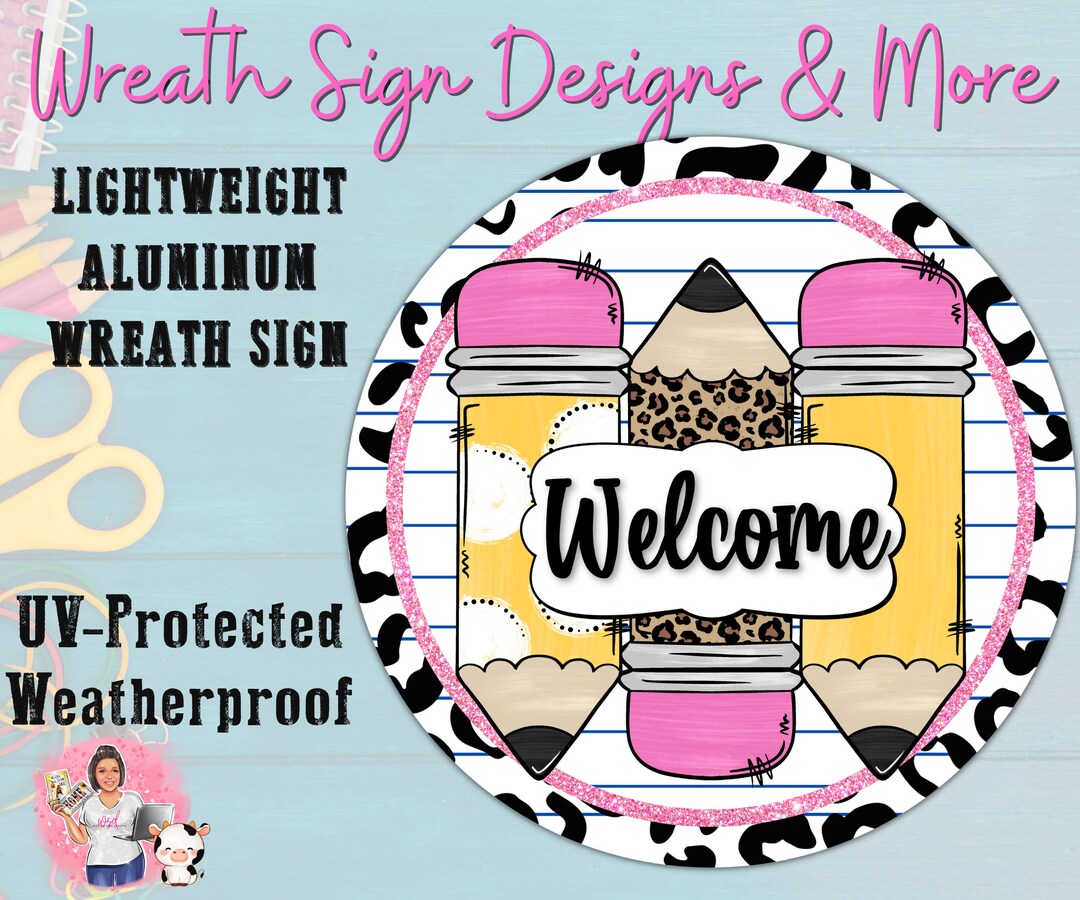 Welcome Classroom Back to School Leopard Pencils and Notebook Round ...