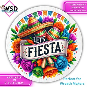 Let's Fiesta Wreath Sign for Front Door Wreaths & Home Decor- Cinco De ...