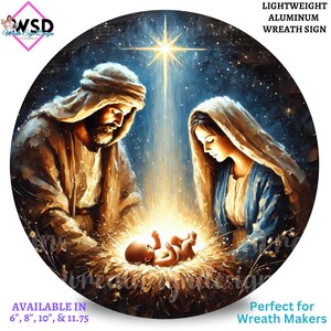 Nativity Mary, Joseph and Baby Jesus Christmas- Baby Jesus Metal Wreath ...