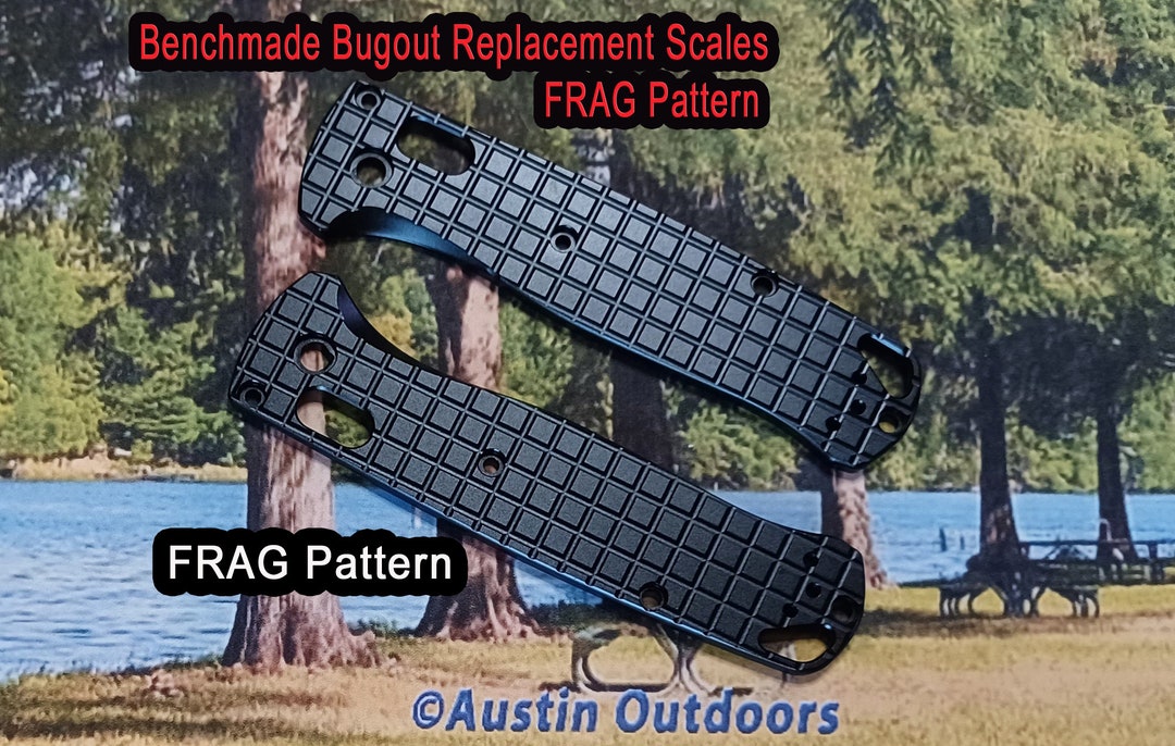 Benchmade Bugout 535 Replacement Aluminum Scales - FRAG Pattern - Black ...