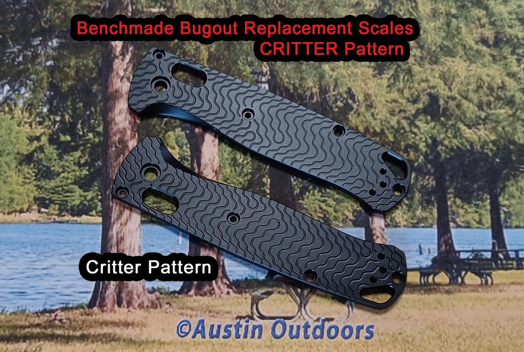 Benchmade Bugout 535 Replacement Aluminum Scales CRITTER Pattern Black ...