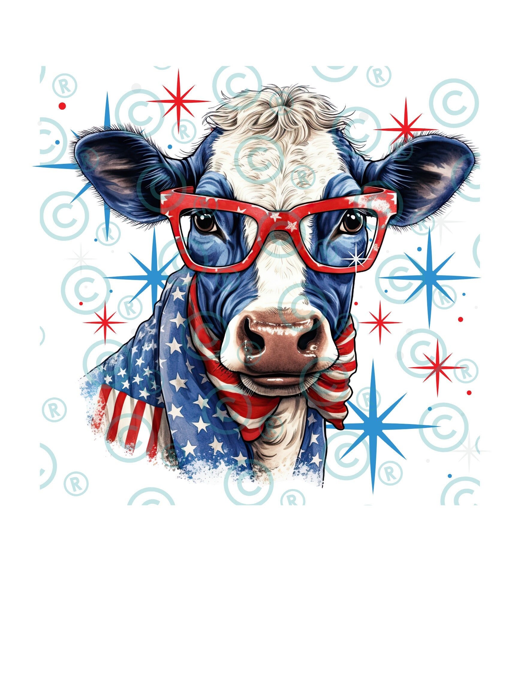 Patriotic Cow PNG - Etsy