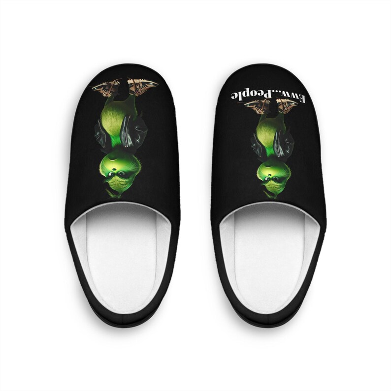 Christmas Grinch-inspired Black Slippers Men's Slippers, Holiday House ...