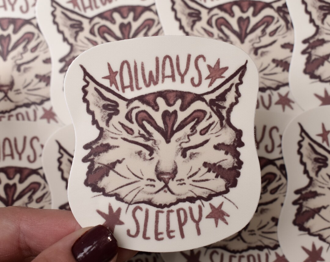 Always Sleepy Vinyl Sticker / Cat Nap Sticker / Cute Cat/ Vinyl Sticker ...