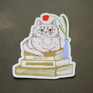 Book Cat Sticker / Cat Sticker / Vinyl Sticker / Waterproof Sticker ...