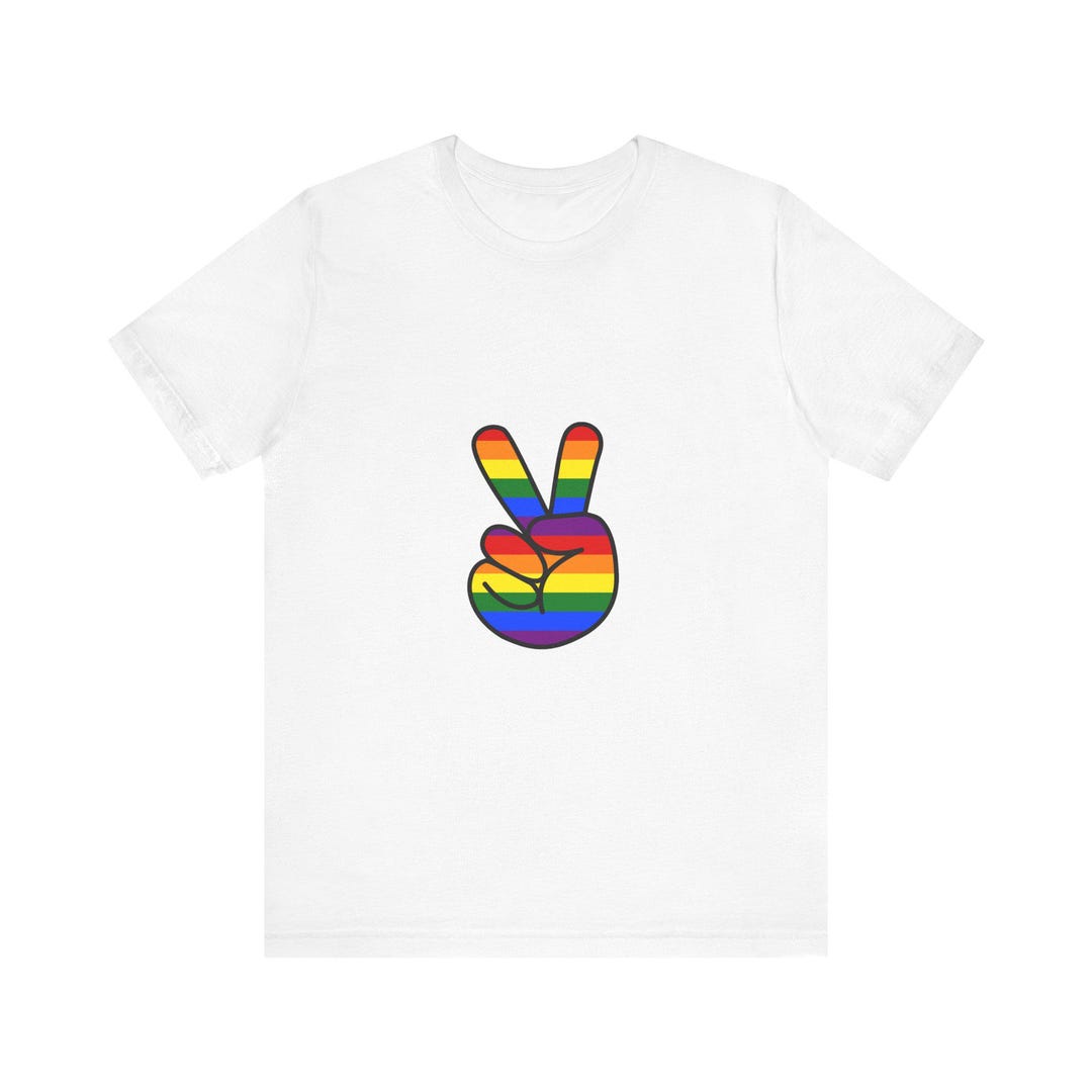 Rainbow Peace Sign Fingers Tee - Lgbtq Tshirt - Pride Clothing - Etsy
