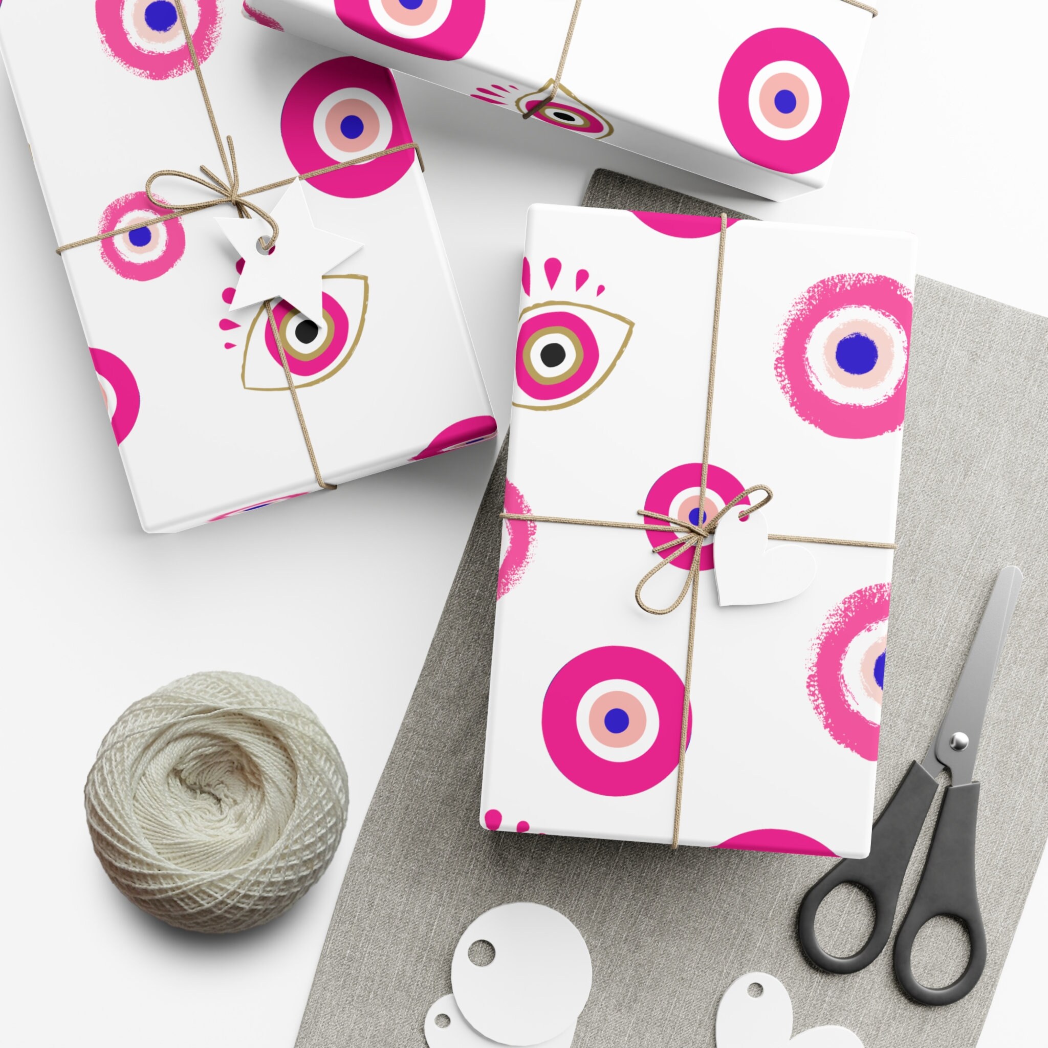 Pink Evil Eye Wrapping Paper - Evil Eye Gift Wrap - Magical Gifts ...