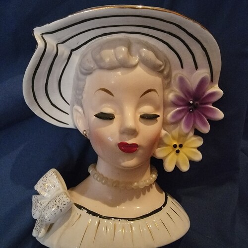 Rare Vintage Lady Head Vase - Etsy