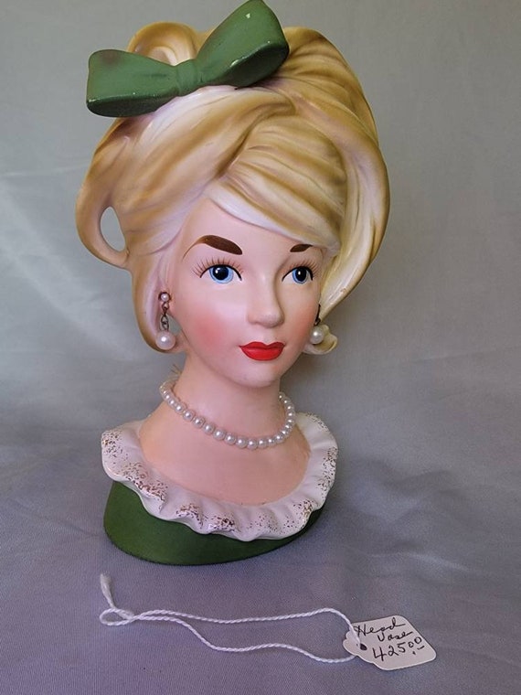 Vintage RELPO Lady Head Vase - Etsy