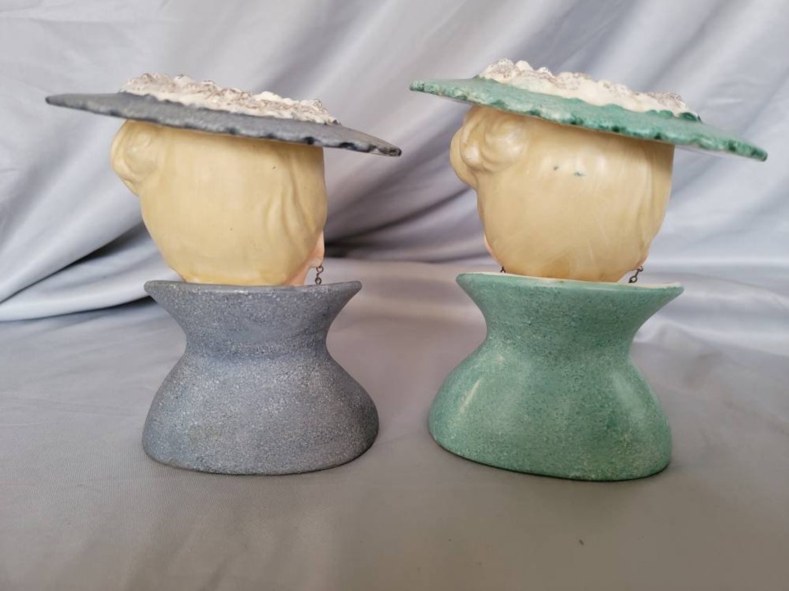 RARE PAIR Vintage Lady Head Vases NAPCO - Etsy