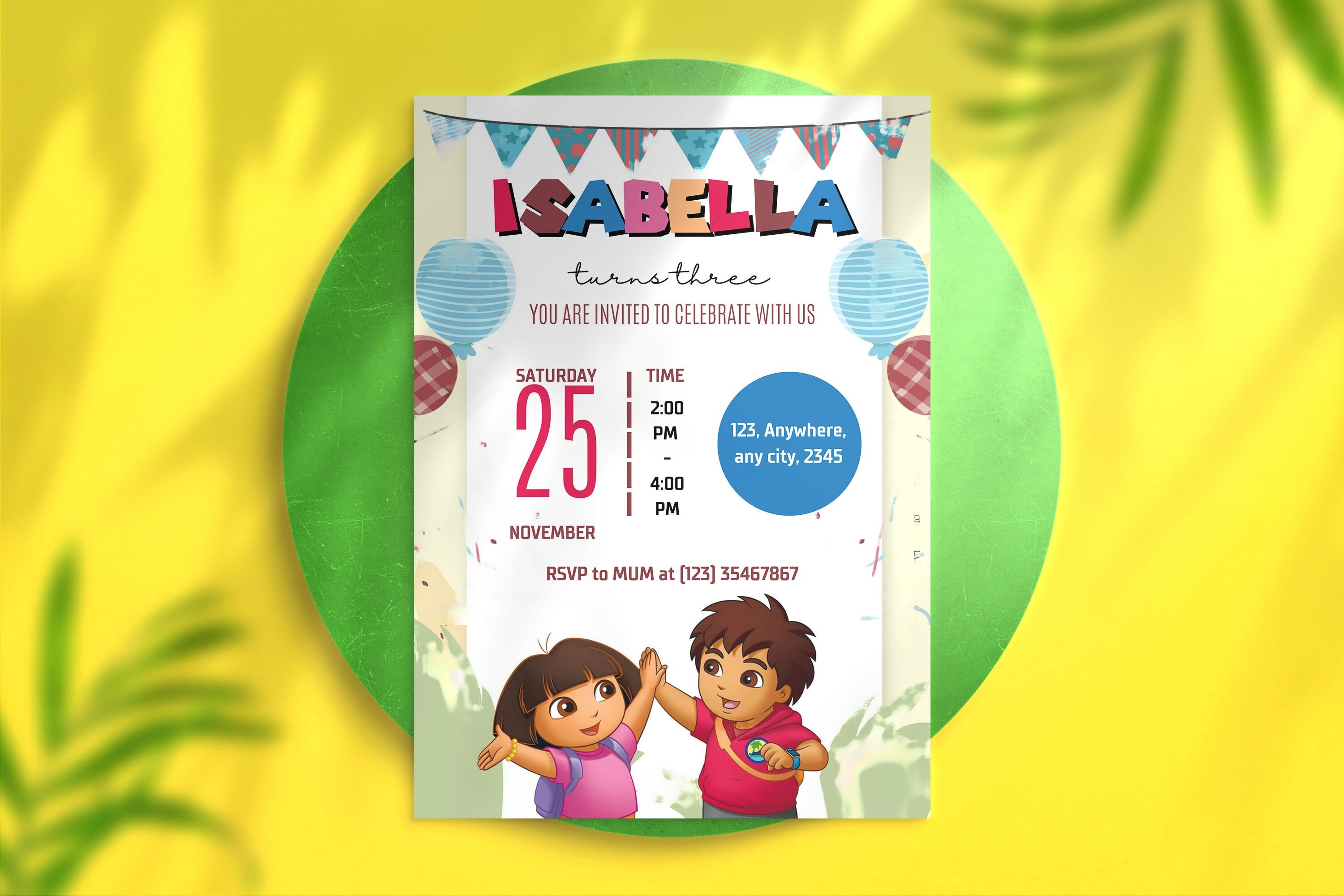 Dora And Diego Birthday Invitations