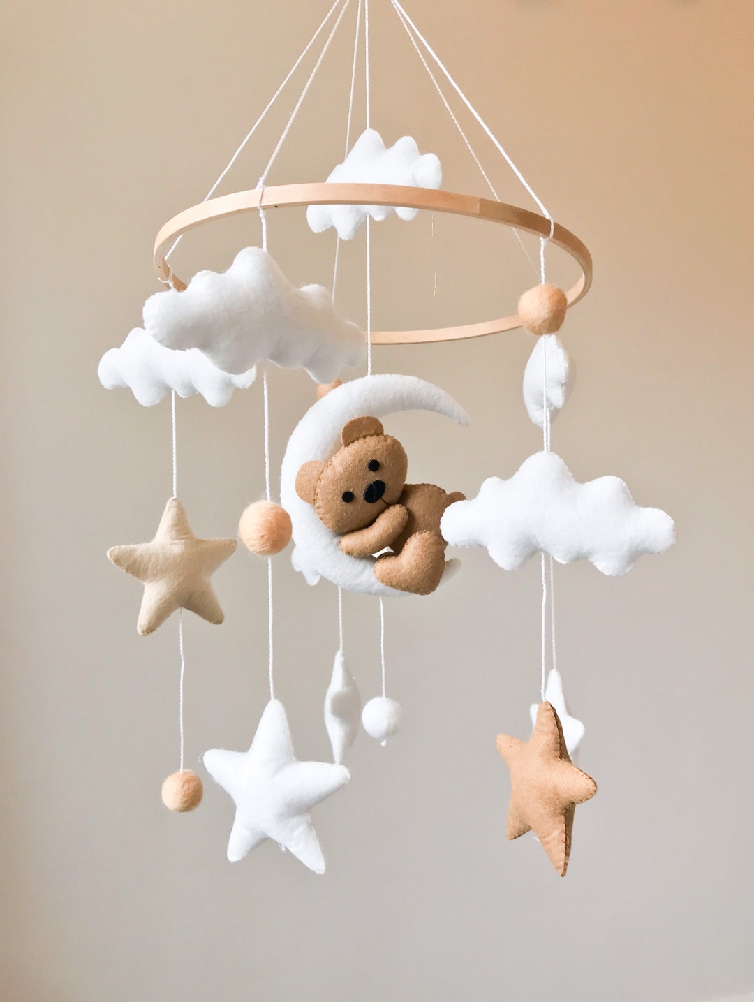Teddy Bear Baby Mobile, Neutral Baby Mobile, Bear Mobile, Teddy Nursery ...