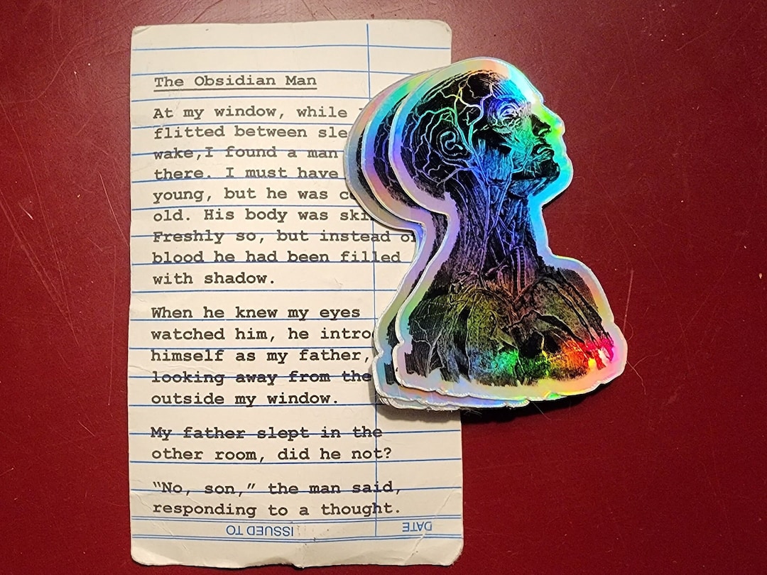 The Obsidian Man, Sticktion #1 - Sticker and an Original Story Typed on ...