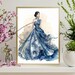 Azure Gown Fashion Illustration Printable Art Download Digital ...