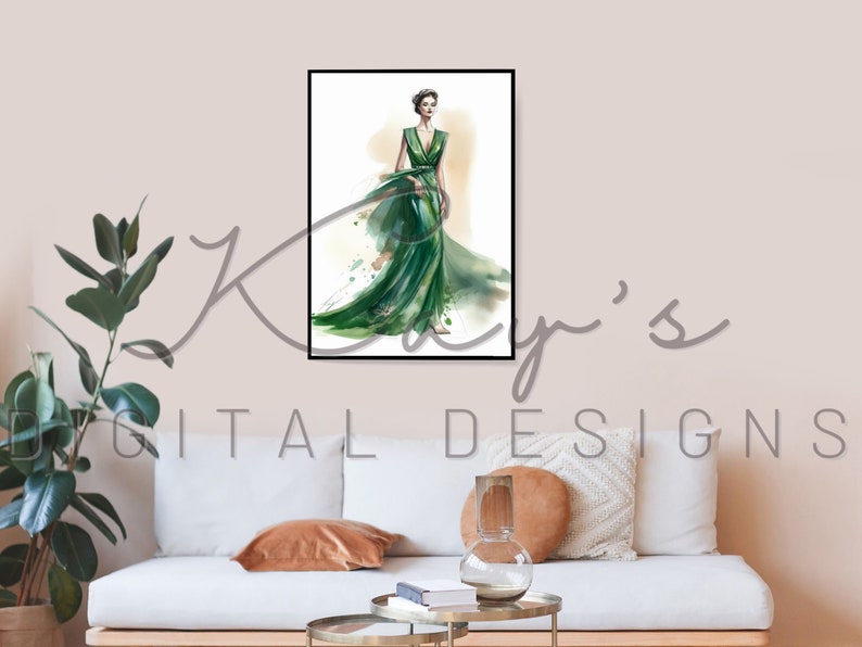 Esme Gown Fashion Illustration Poster Art Print Downloads - Etsy