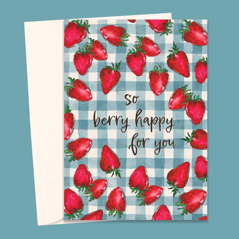 Congratulations Card Strawberry - Etsy