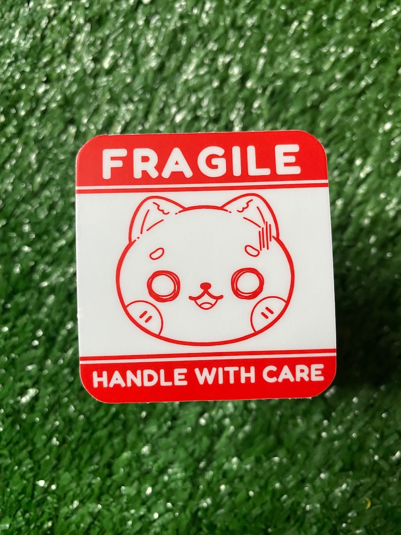 Fragile Handle With Care Meme Cat Sticker - Etsy Australia
