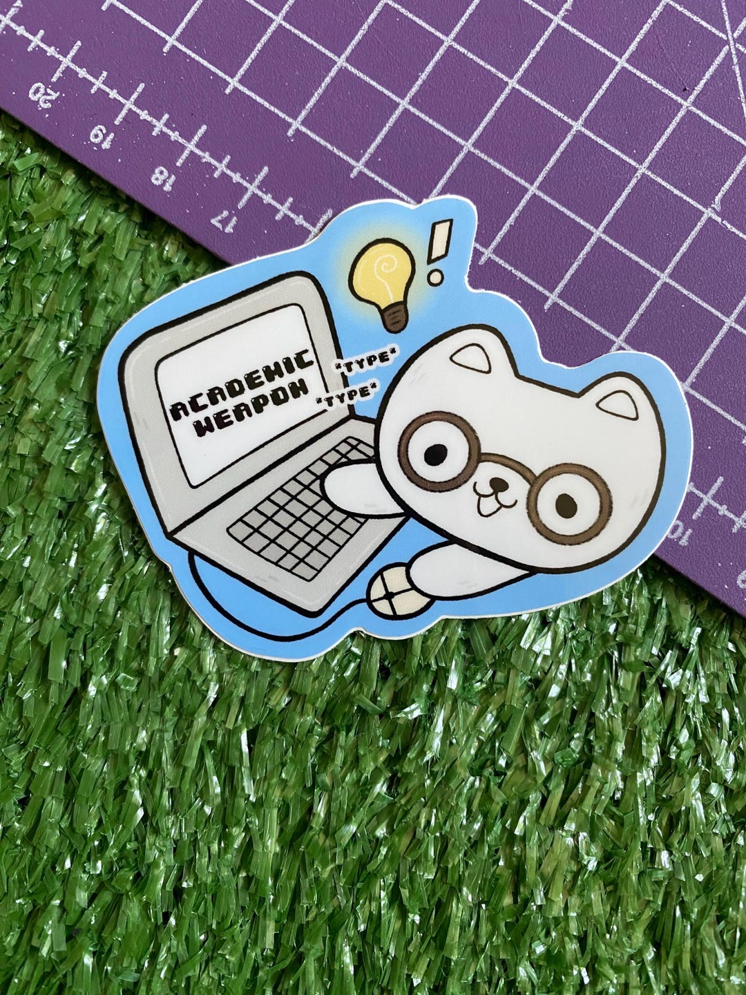 Academic Weapon Cat Vinyl Sticker - Etsy