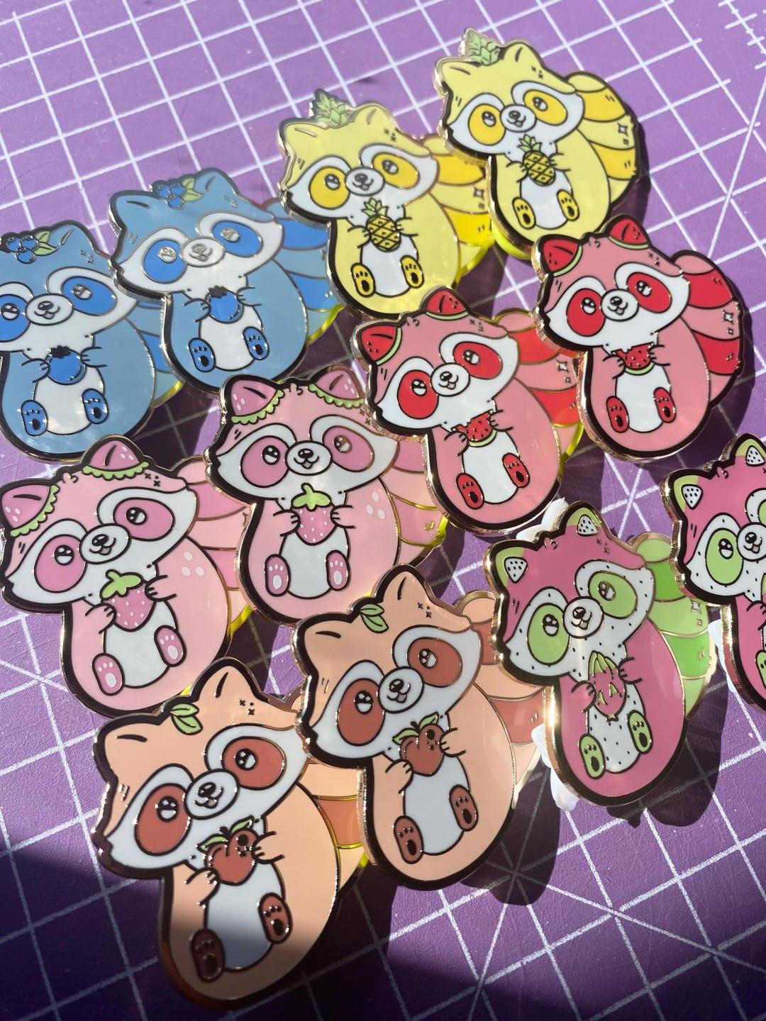 Fruit Raccoon Enamel Pins - Etsy