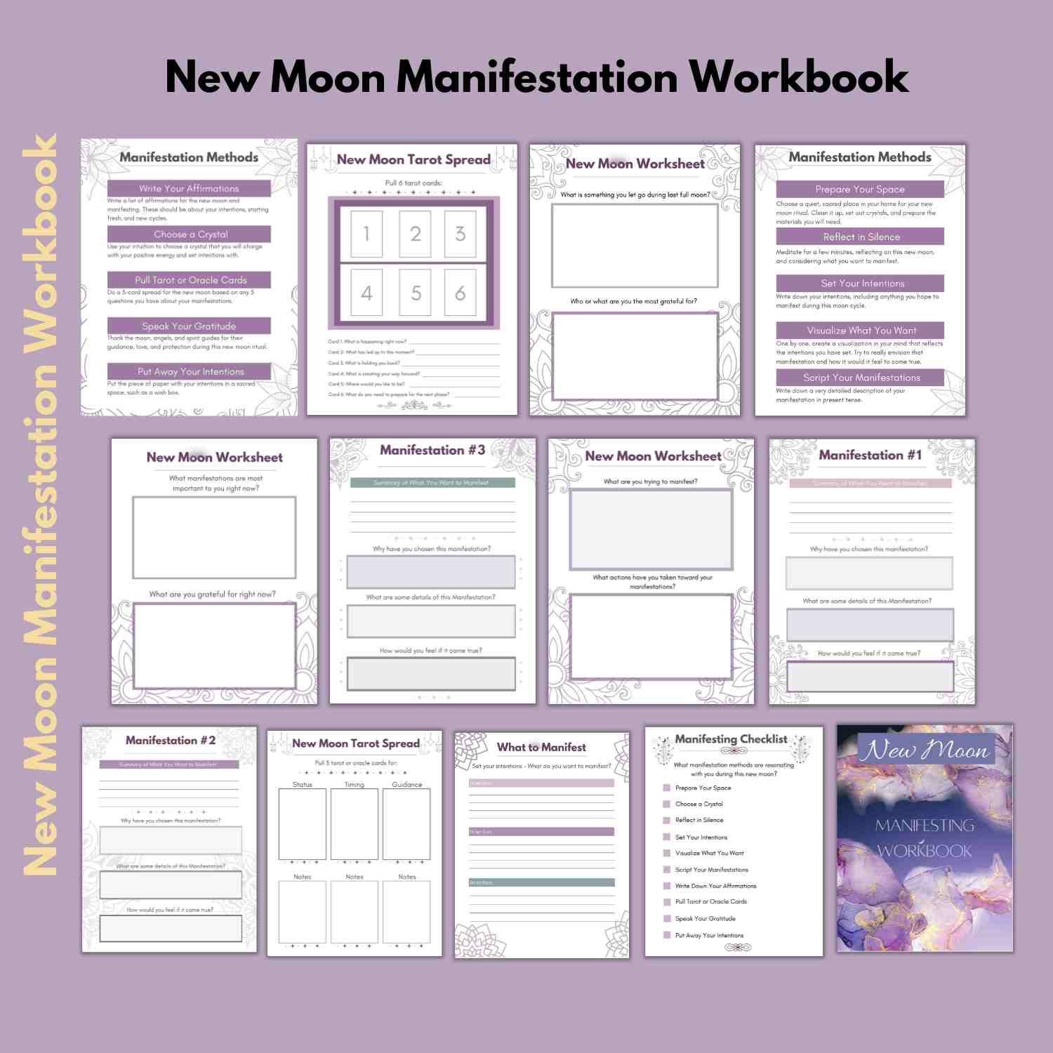 New & Full Moon Manifestation an Tarot Workbook, Horoscope, Chakra ...