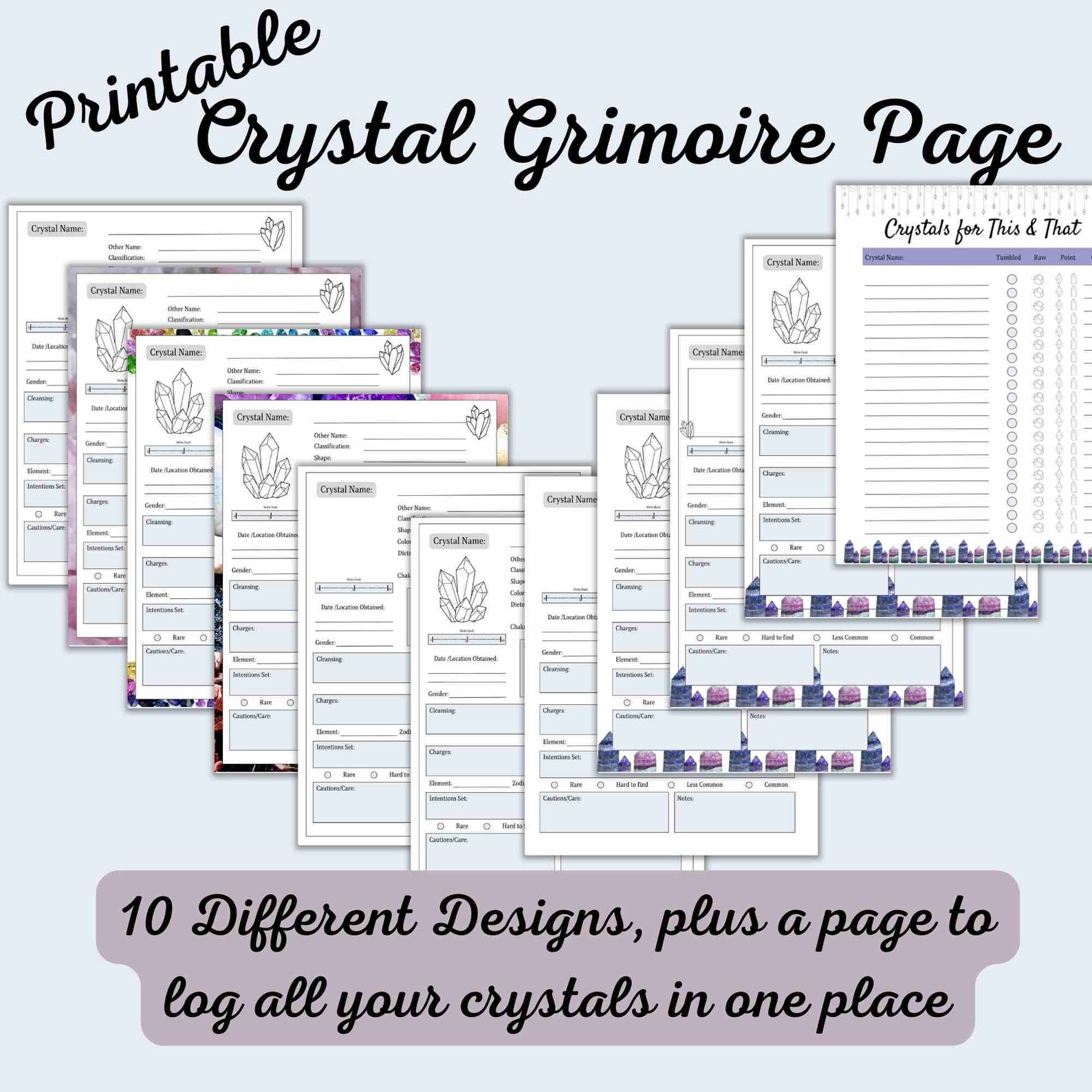 Crystal Worksheet| Blank Grimoire Page | Magic| Witchcraft Basics ...