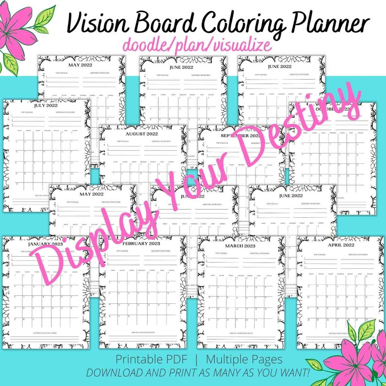 Display Your Destiny Planner & Vision Board Printable With Coloring ...