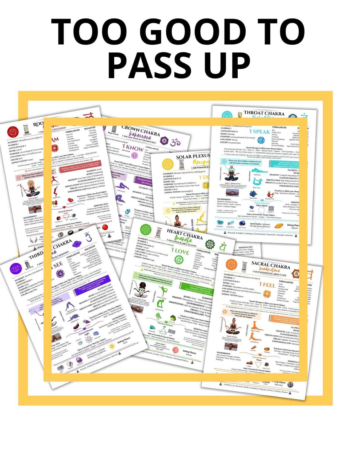 Chakra Cheat Sheet Cards 7 Chakras Chart Guide Printable - Etsy Canada