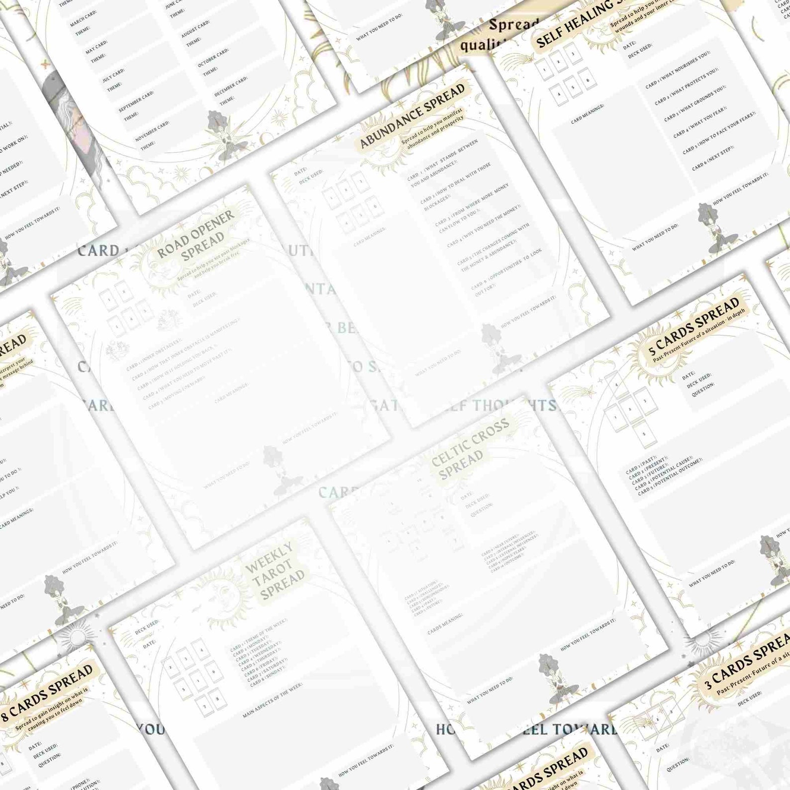 15 TAROT SPREAD EXAMPLES Cheat Sheet, Tarot Spread Guide, Tarot Cheat ...