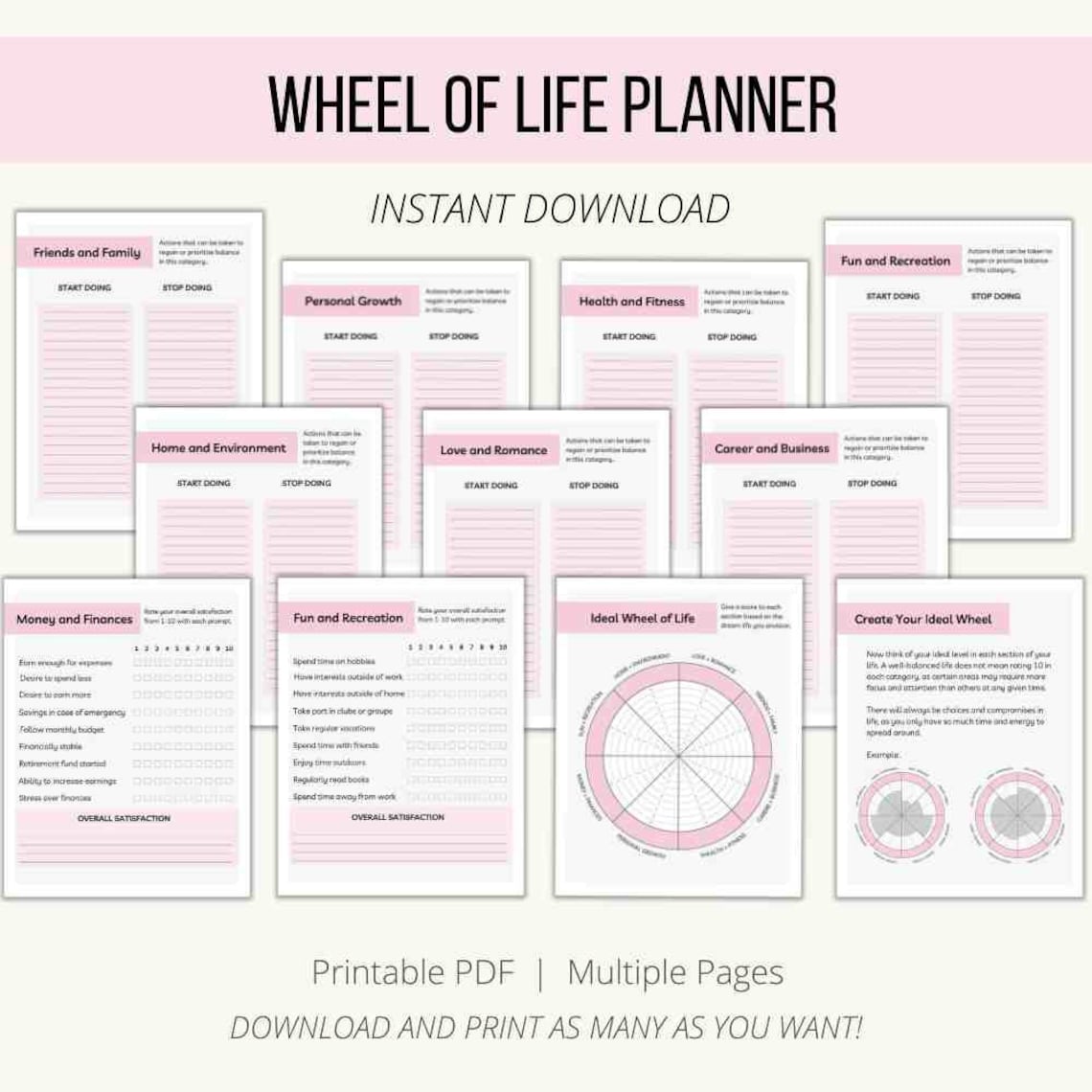 Wheel of Life Printable Planner Life Circle Self - Etsy