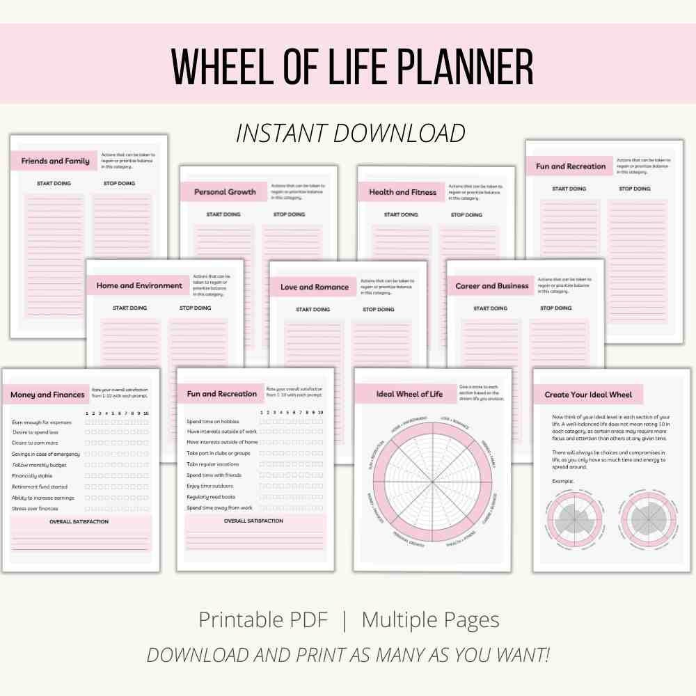 Wheel of Life Printable Planner, Life Circle, Self Improvement, Self ...