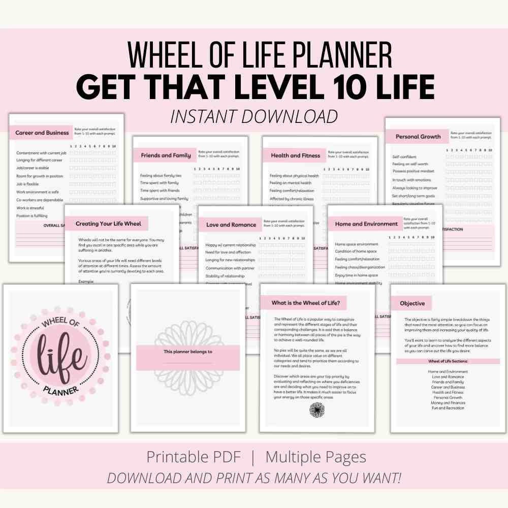 Wheel of Life Printable Planner, Life Circle, Self Improvement, Self ...