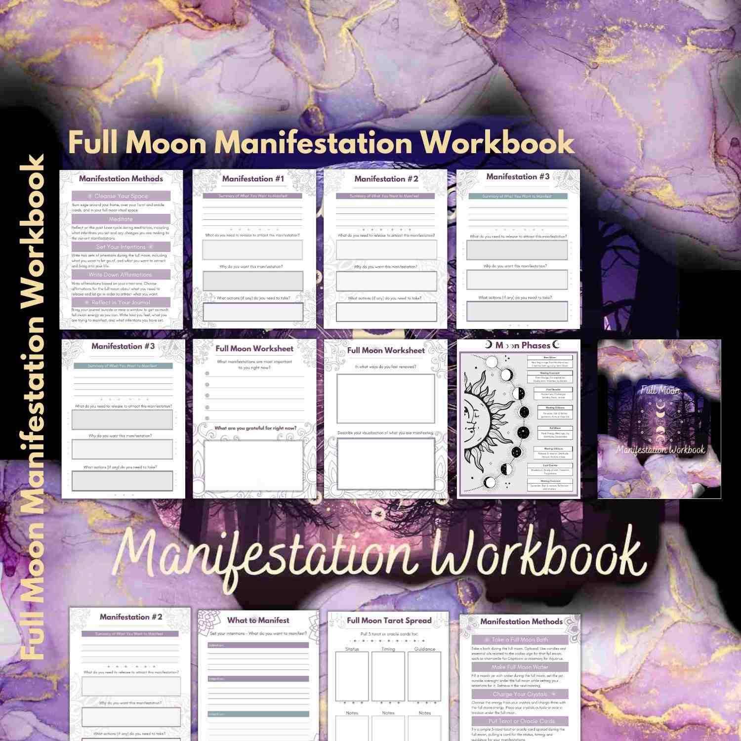 New & Full Moon Manifestation an Tarot Workbook, Horoscope, Chakra ...