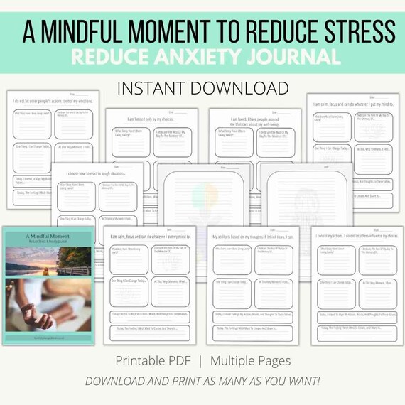 A Mindful Moment to Reduce Stress & Anxiety Journal - Etsy