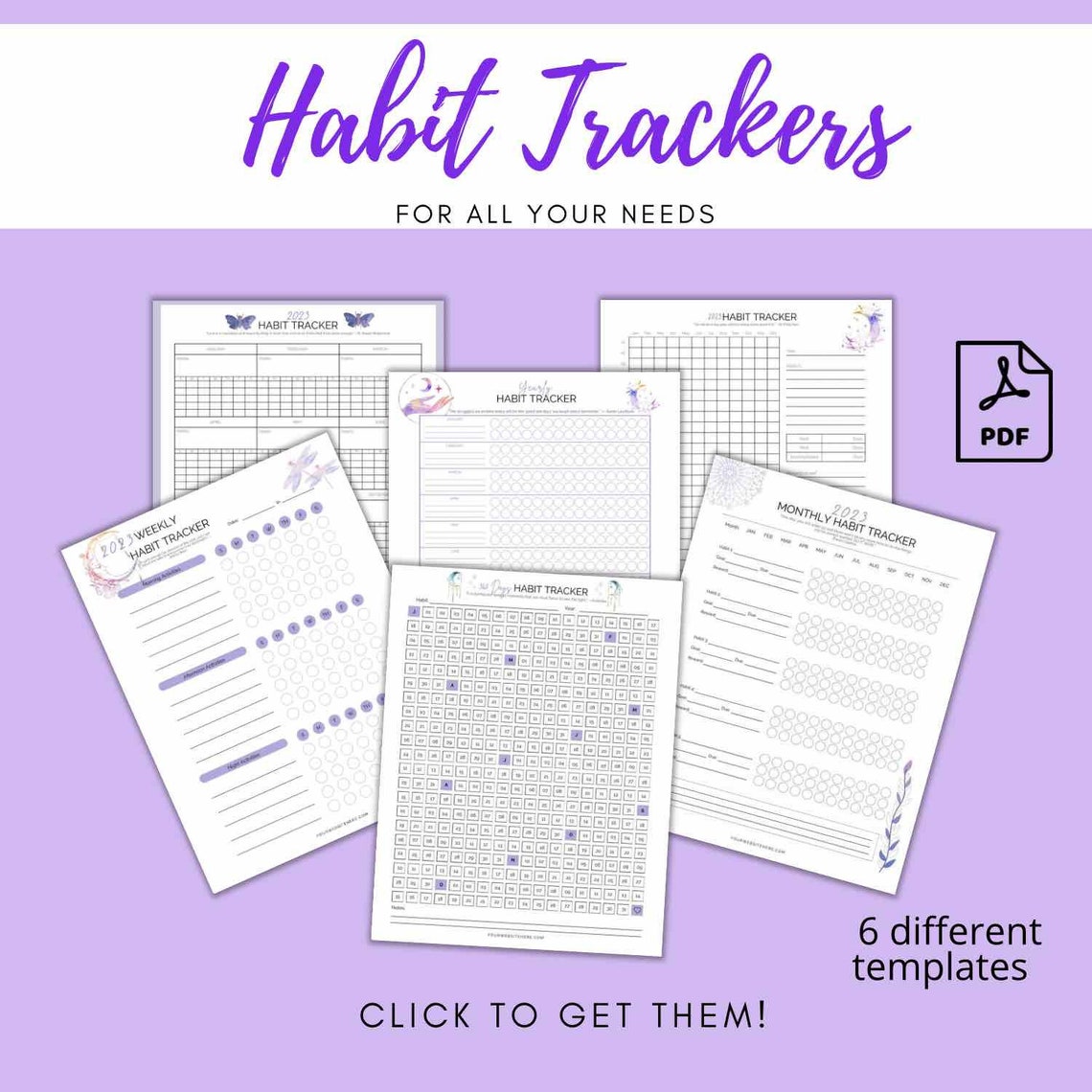 Habit Tracker Templates/ Printable Habit List/ Daily Habits/ Monthly ...