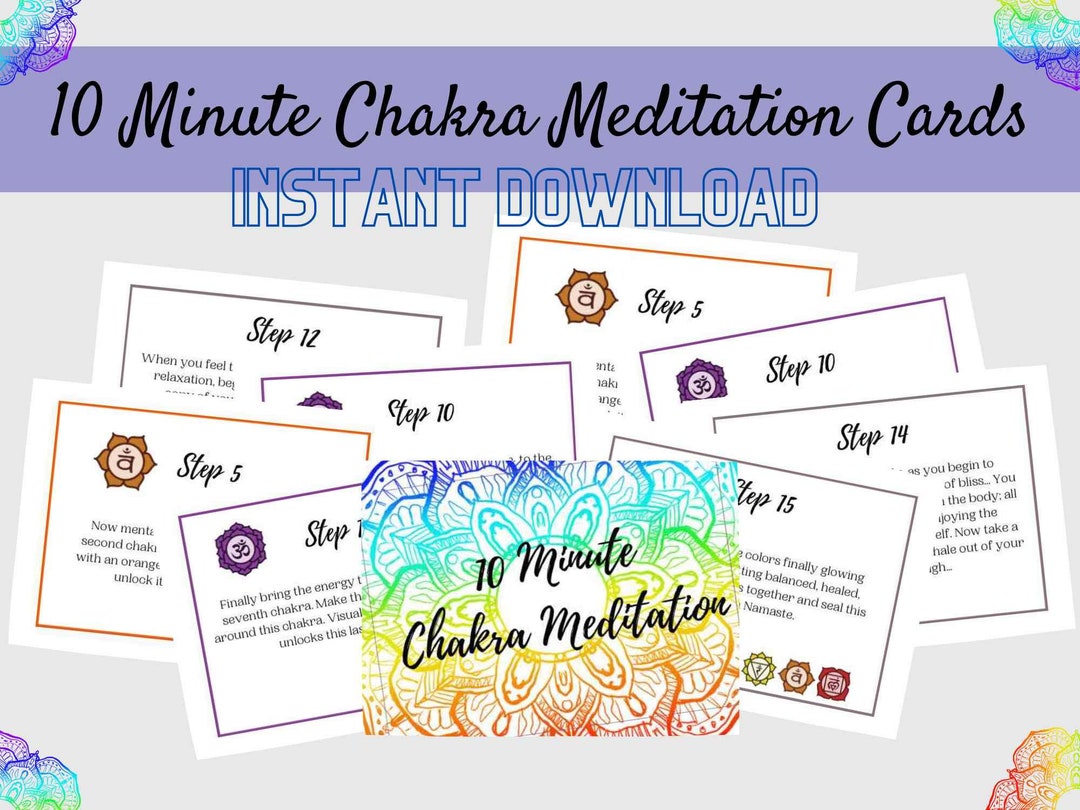 Chakra Printable Meditation Cards/ 10 Minute Chakra Meditation/ Root ...