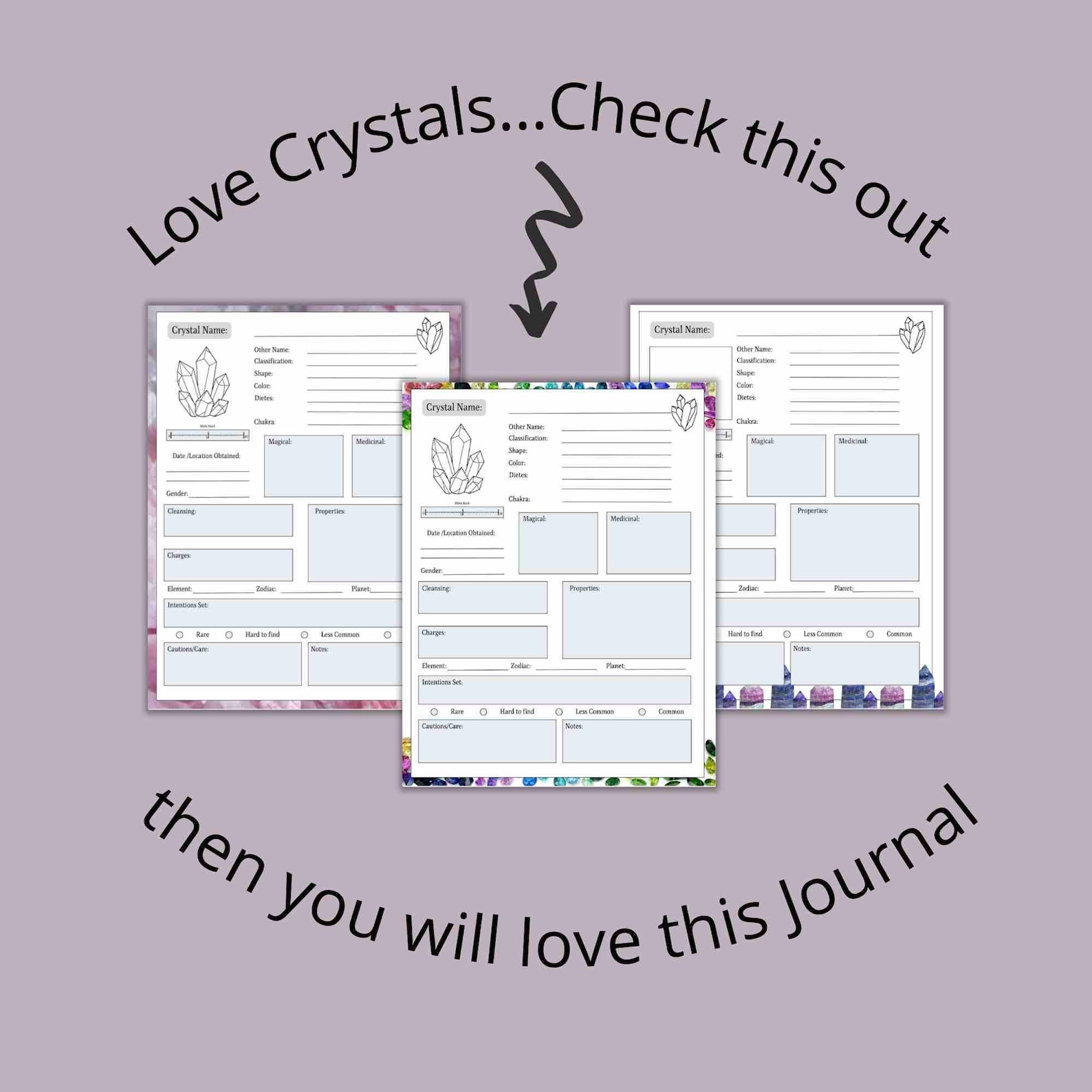 Crystal Worksheet| Blank Grimoire Page | Magic| Witchcraft Basics ...