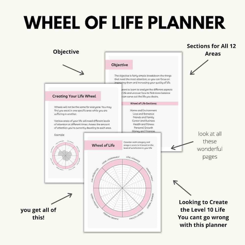Wheel of Life Printable Planner, Life Circle, Self Improvement, Self ...