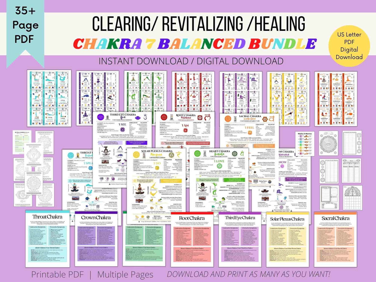 Chakra Cheat Sheets, Chart Guide, Printable Chakra Poster, Chakra Gift ...