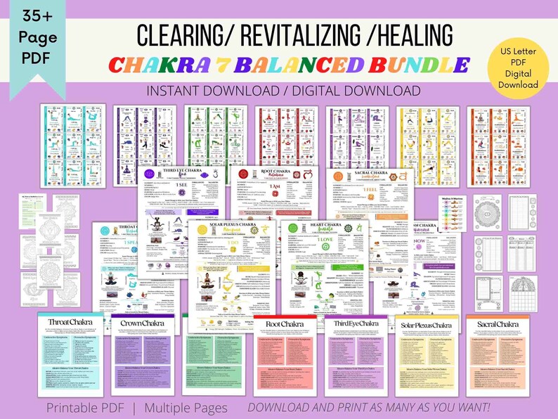 Chakra Cheat Sheets, Chart Guide, Printable Chakra Poster, Chakra Gift ...