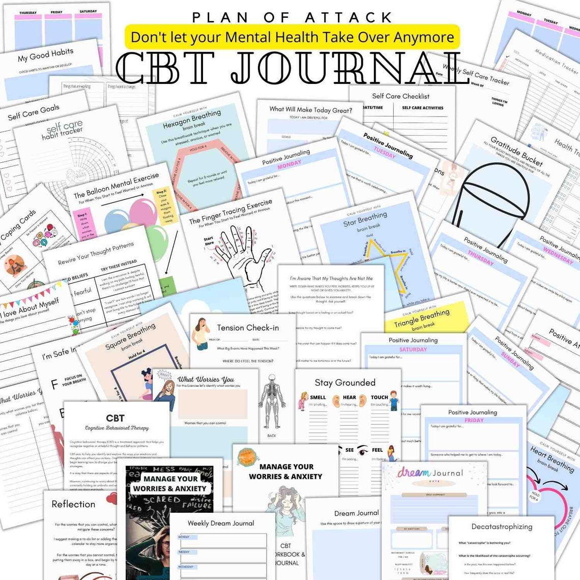 CBT Workbook & Journal Printable PDF | Anxiety | Mindfulness | Dream ...