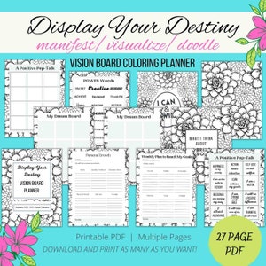 Display Your Destiny Planner & Vision Board Printable With Coloring ...