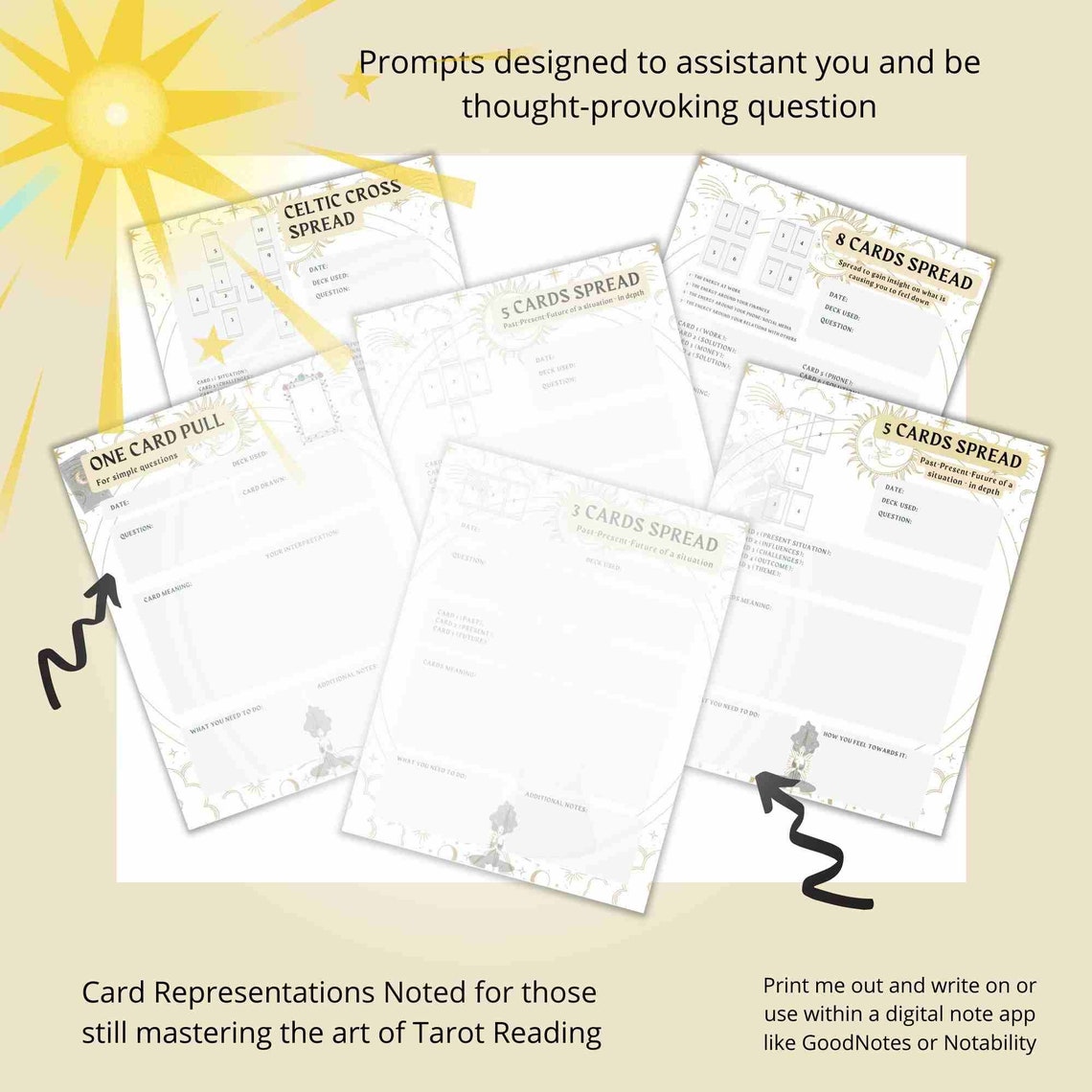 15 TAROT SPREAD EXAMPLES Cheat Sheet, Tarot Spread Guide, Tarot Cheat ...