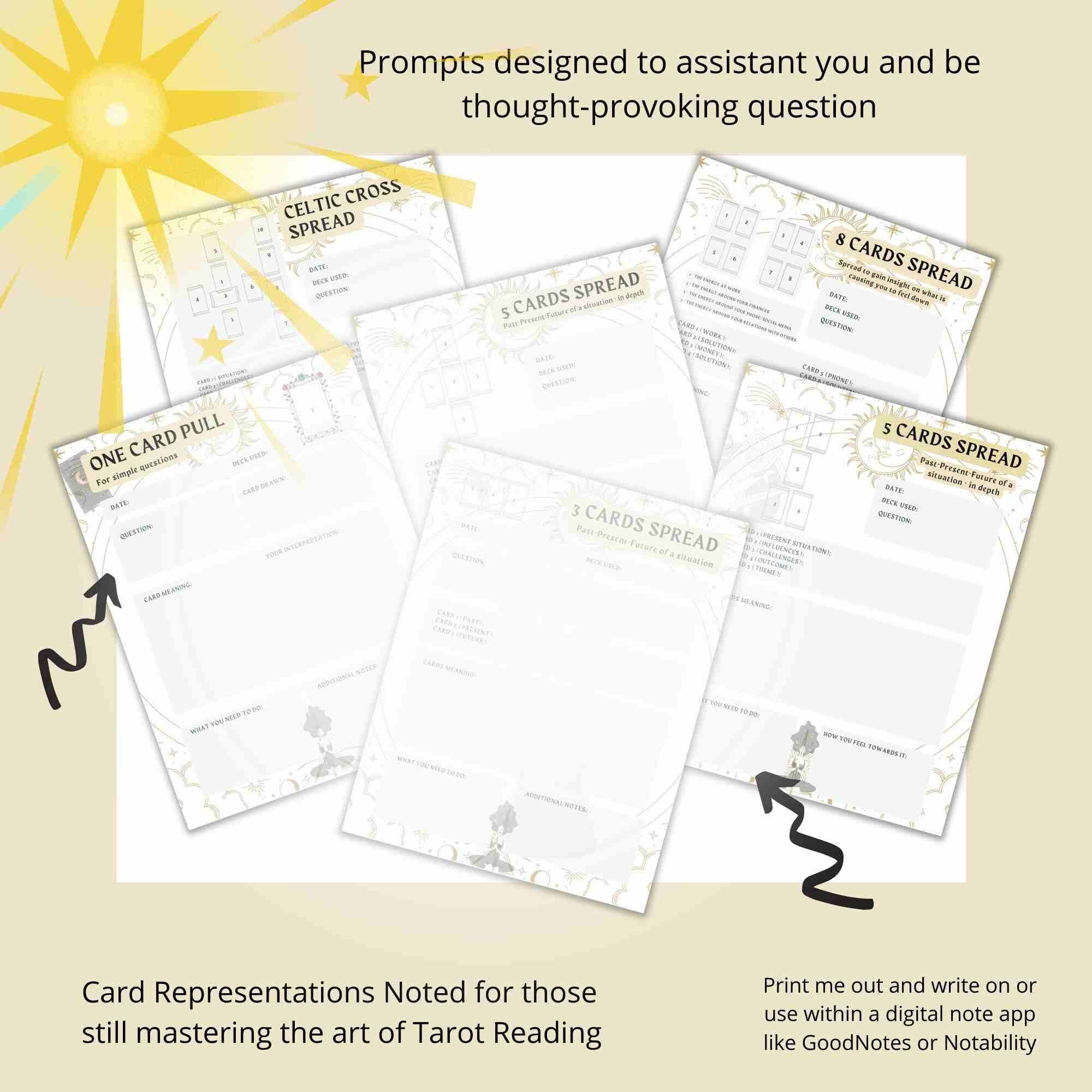 15 TAROT SPREAD EXAMPLES Cheat Sheet, Tarot Spread Guide, Tarot Cheat ...