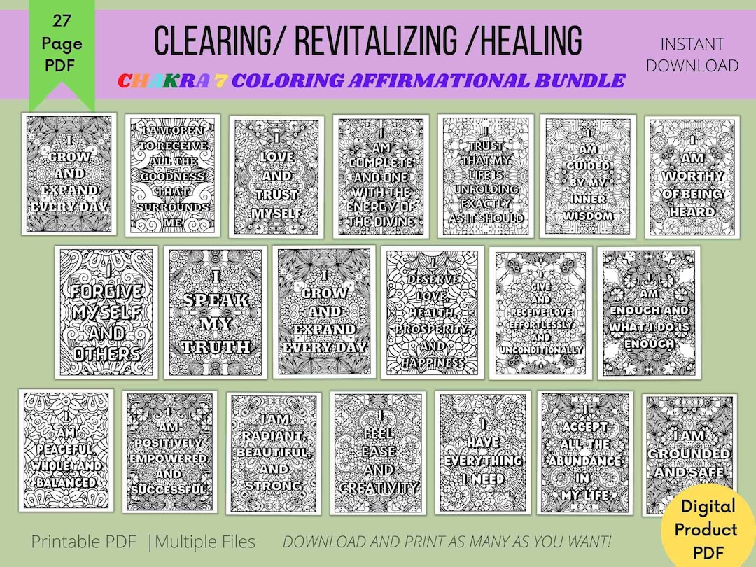 Chakra Coloring Book / Chakra Mandala Affirmations / Printable - Etsy