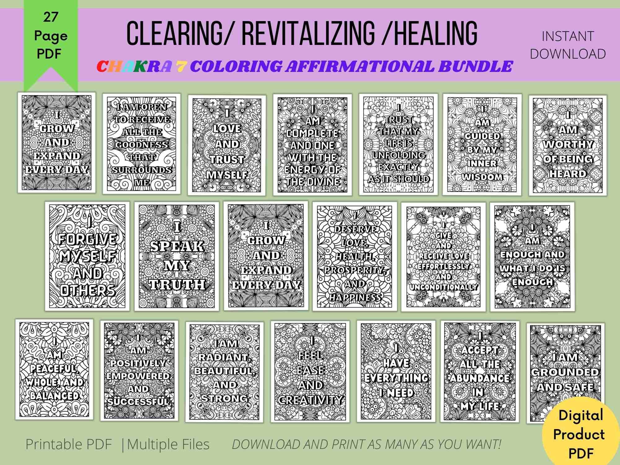 Chakra Coloring Book / Chakra Mandala Affirmations / Printable - Etsy