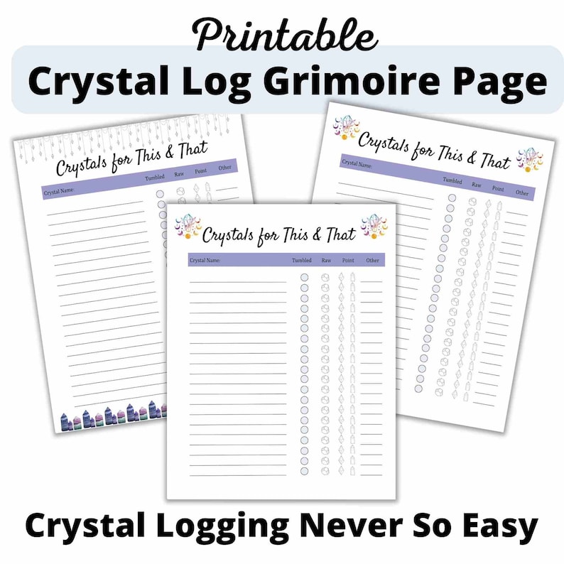 Crystal Worksheet| Blank Grimoire Page | Magic| Witchcraft Basics ...
