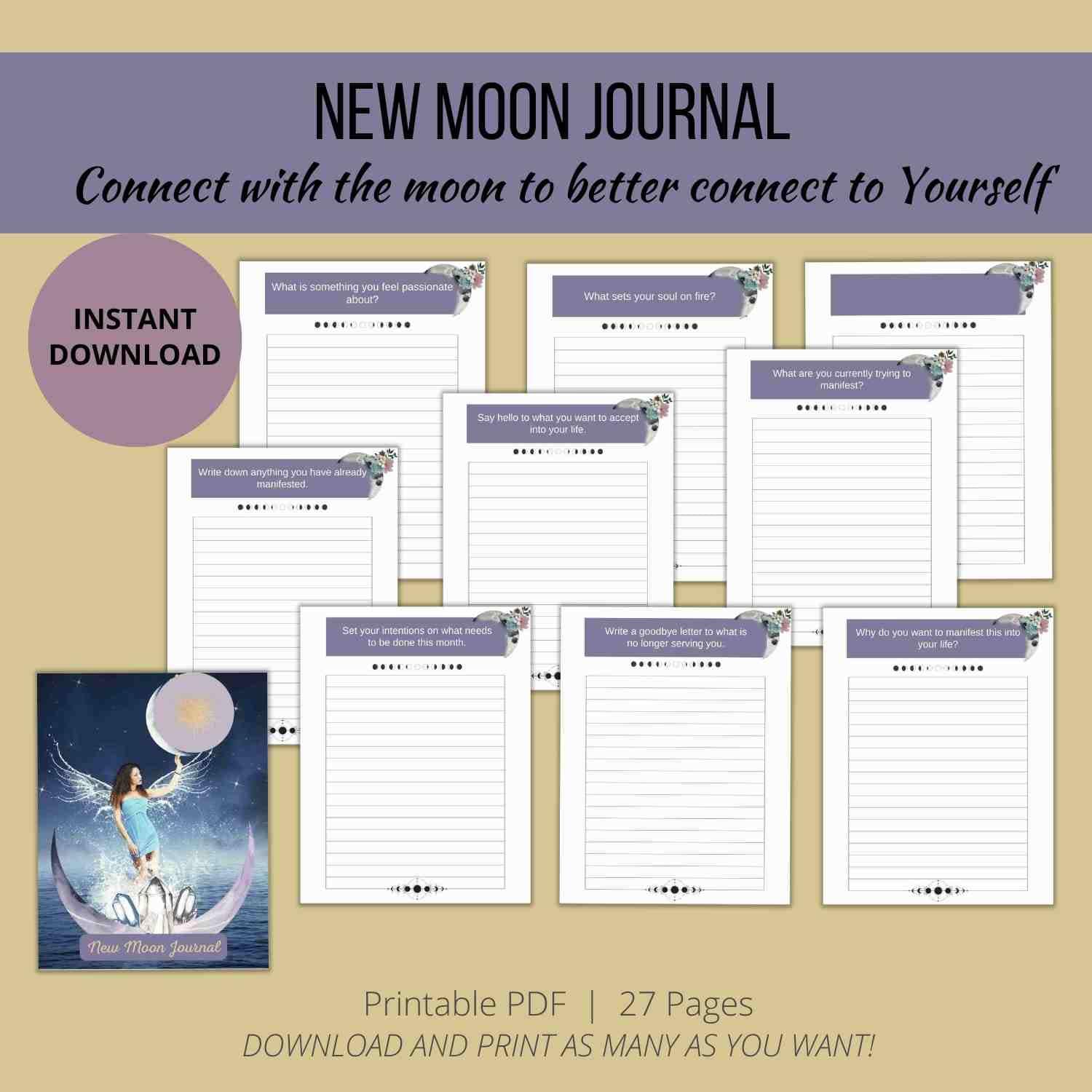 Manifesting With New Moon and Full Moon Phase, a Guided Journal, 25 ...